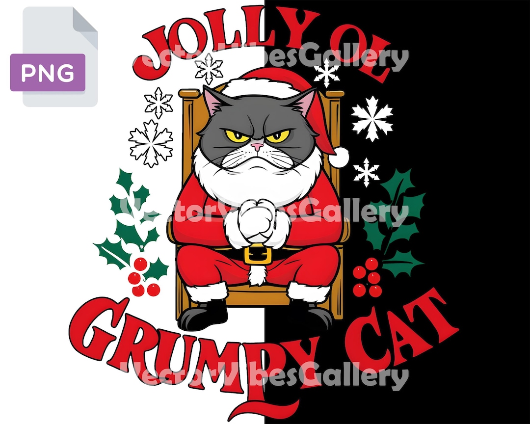 Funny Grumpy Cat Christmas PNG, Jolly Ol Grumpy Cat Clipart, Funny ...
