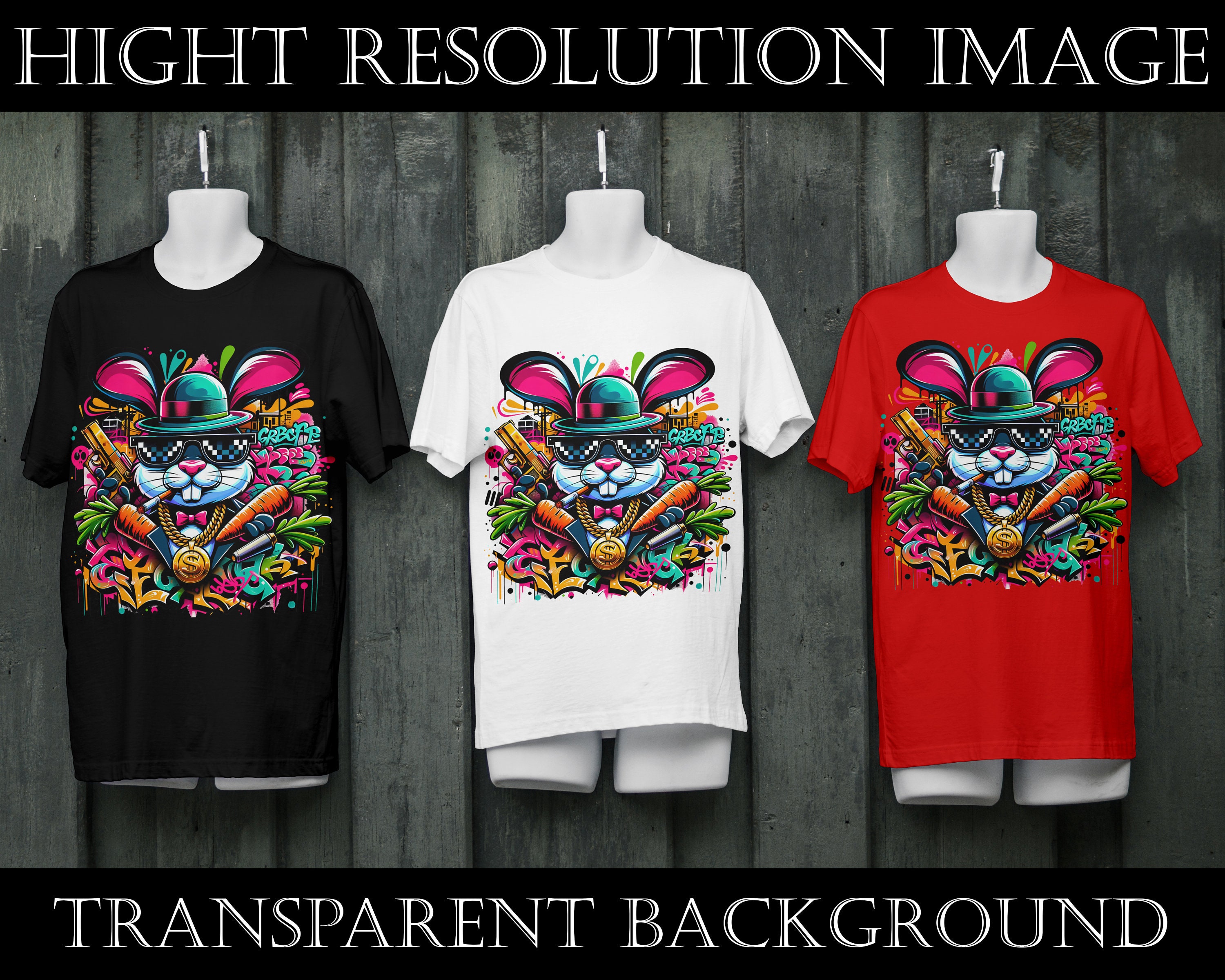 Colorful Gangster Bunny Png, Rabbit With Dollard and Cigarette ...