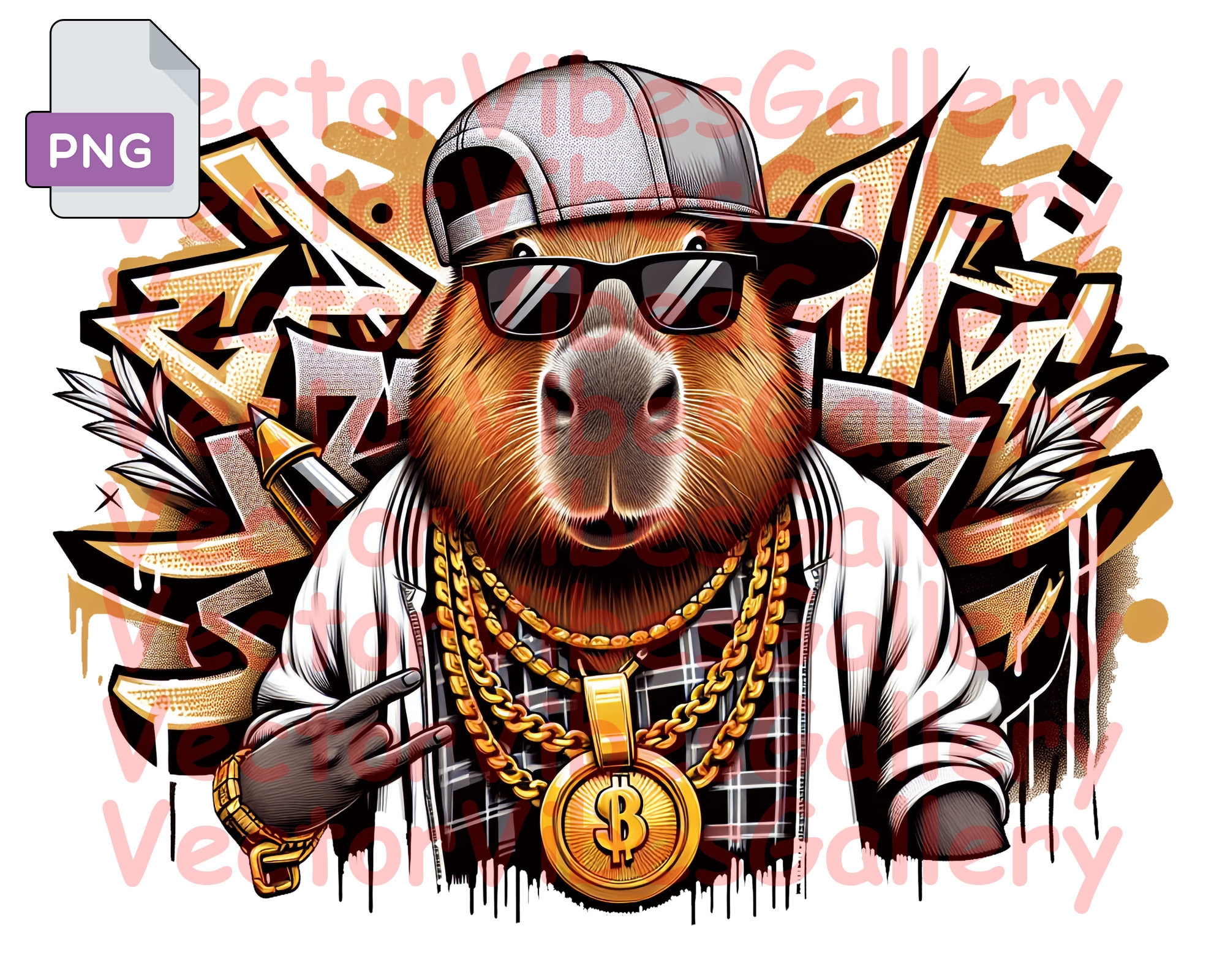 Gangster Capybara Png, Urban Sublimation Design, Graffiti Clipart ...