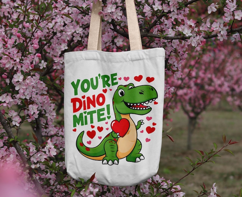 You're Dino-mite! Cute Dinosaur Valentine's Day PNG Design, Red Heart ...