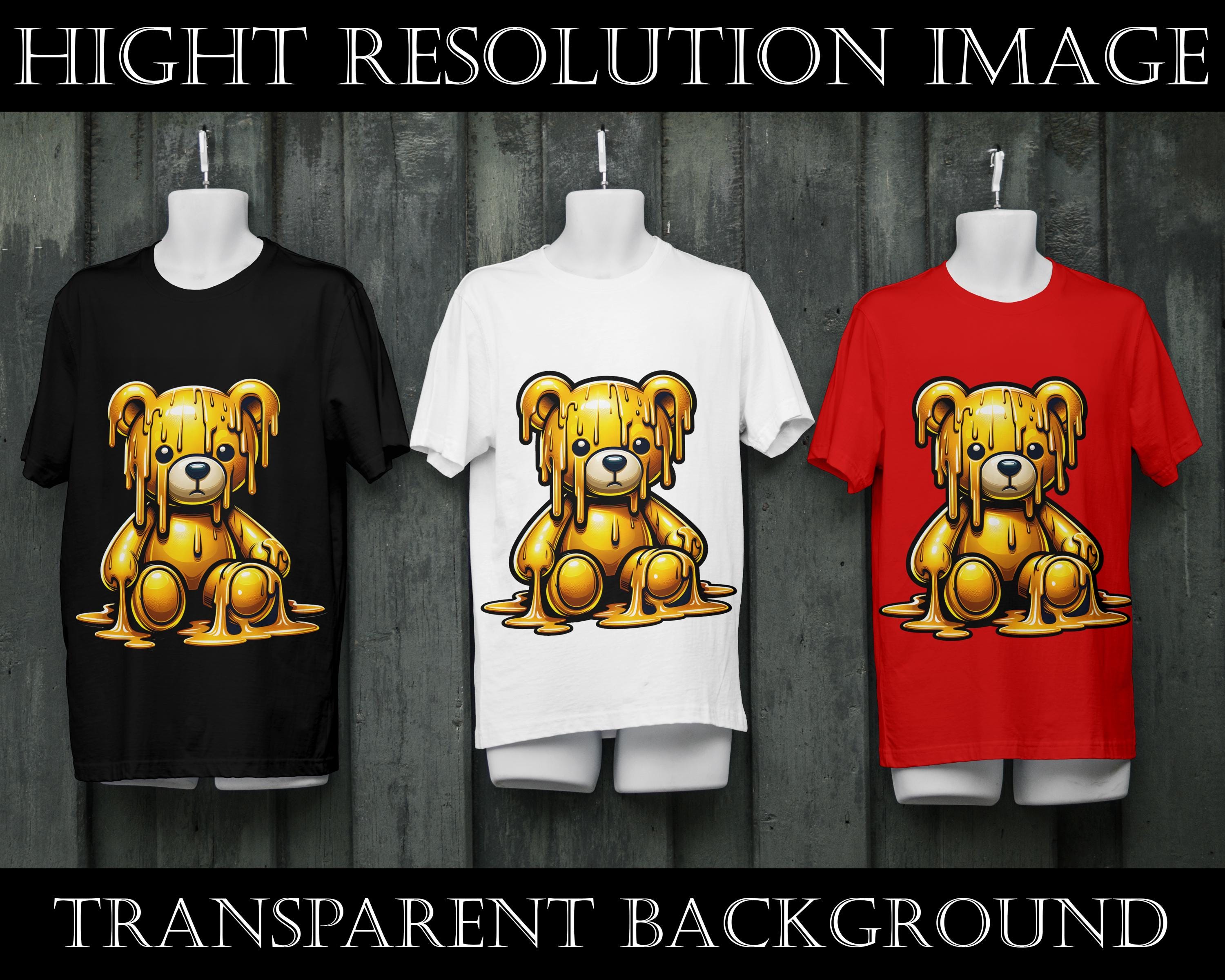 Dripping Golden Teddy Bear Png, Urban Graphics Sublimation Design, Gold ...