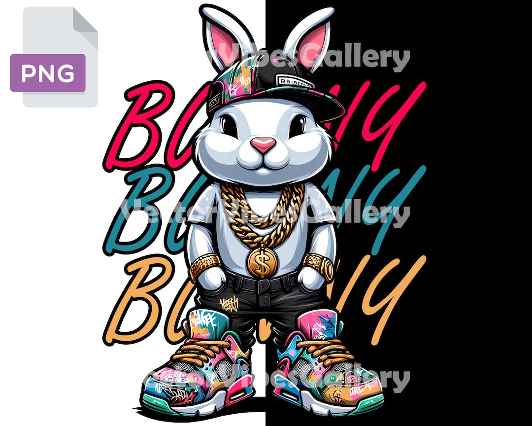 Cute Streetwear Bunny Png, Urban Graphic Sublimation Design, Cartoon ...