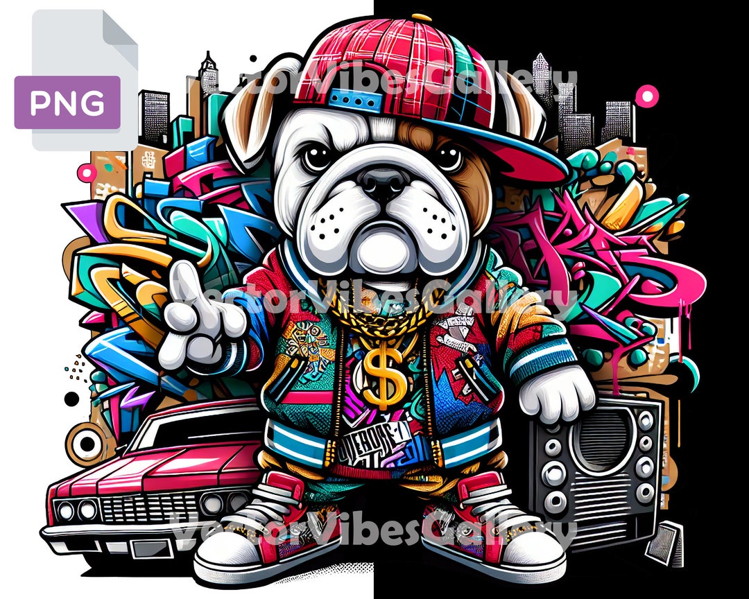 Streetwear Gangster Bulldog Puppy Png, Urban Sublimation Design ...