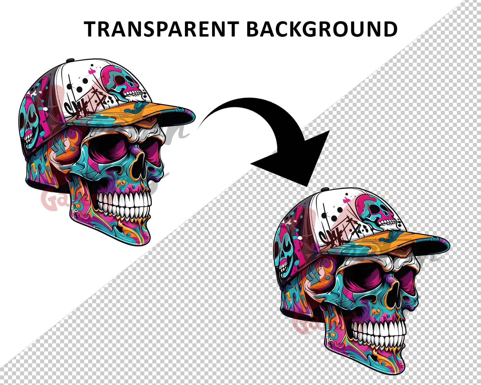 Skull Bundle Png, X21 Urban Sublimation Designs, Abstract Graffiti ...