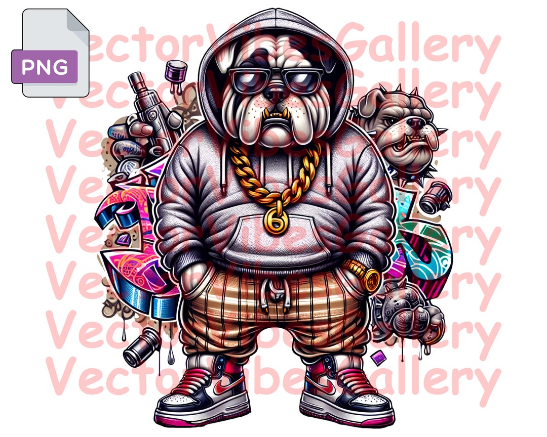 Streetwear Gangster Bull Dog Png, Urban Sublimation Design, Graffiti ...