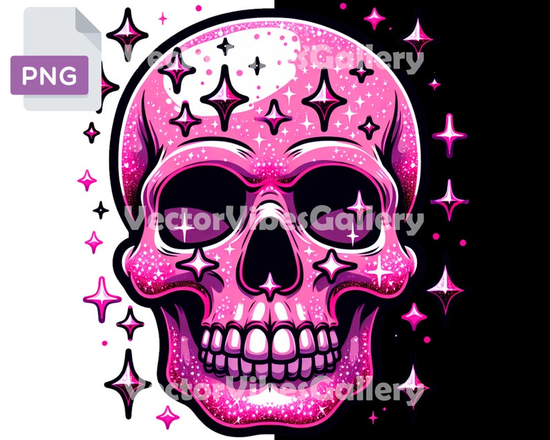 Sparkly Pink Skull Png, Cute Skeleton Sublimation Design, Spooky Skull ...