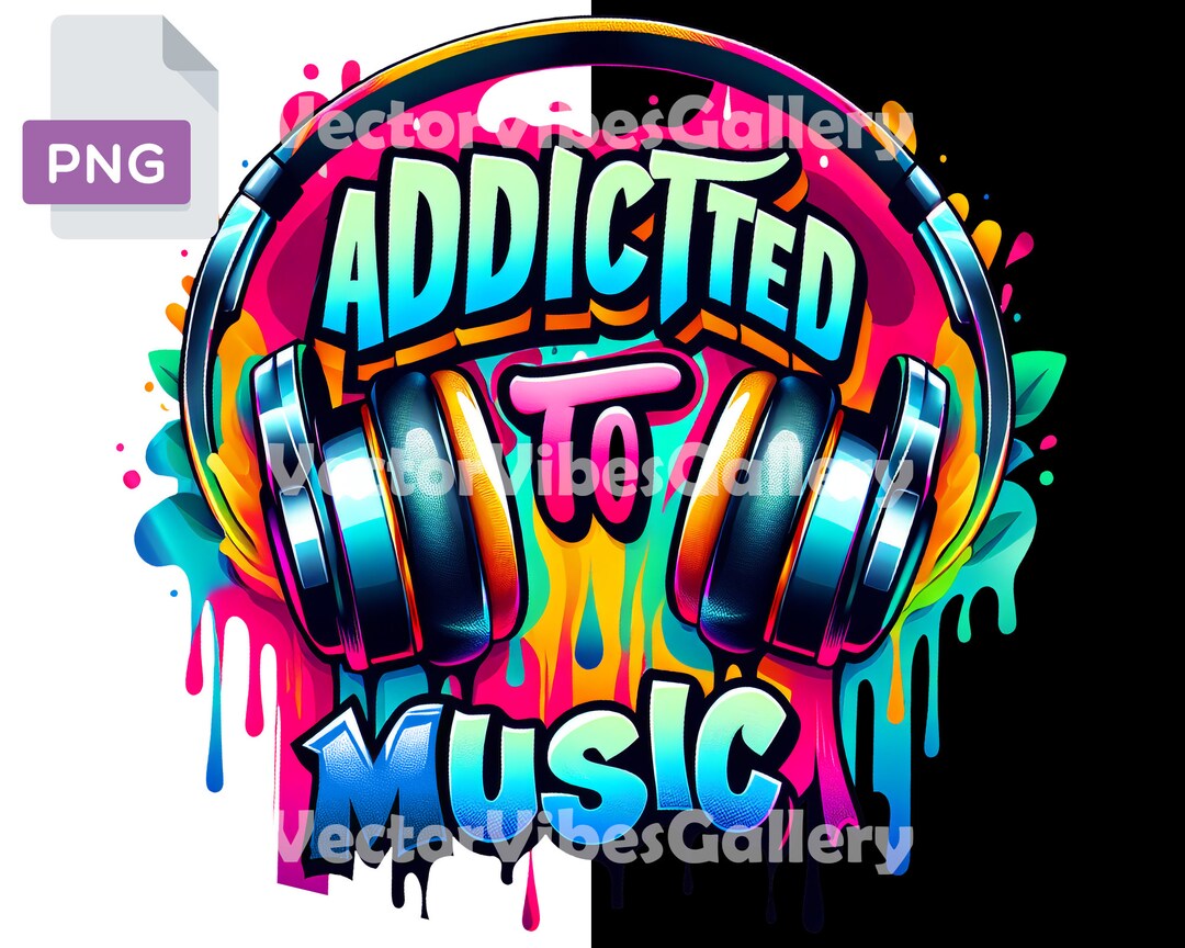 Addicted to Music Png, Graffiti Headphone Clipart, Urban Sublimation ...