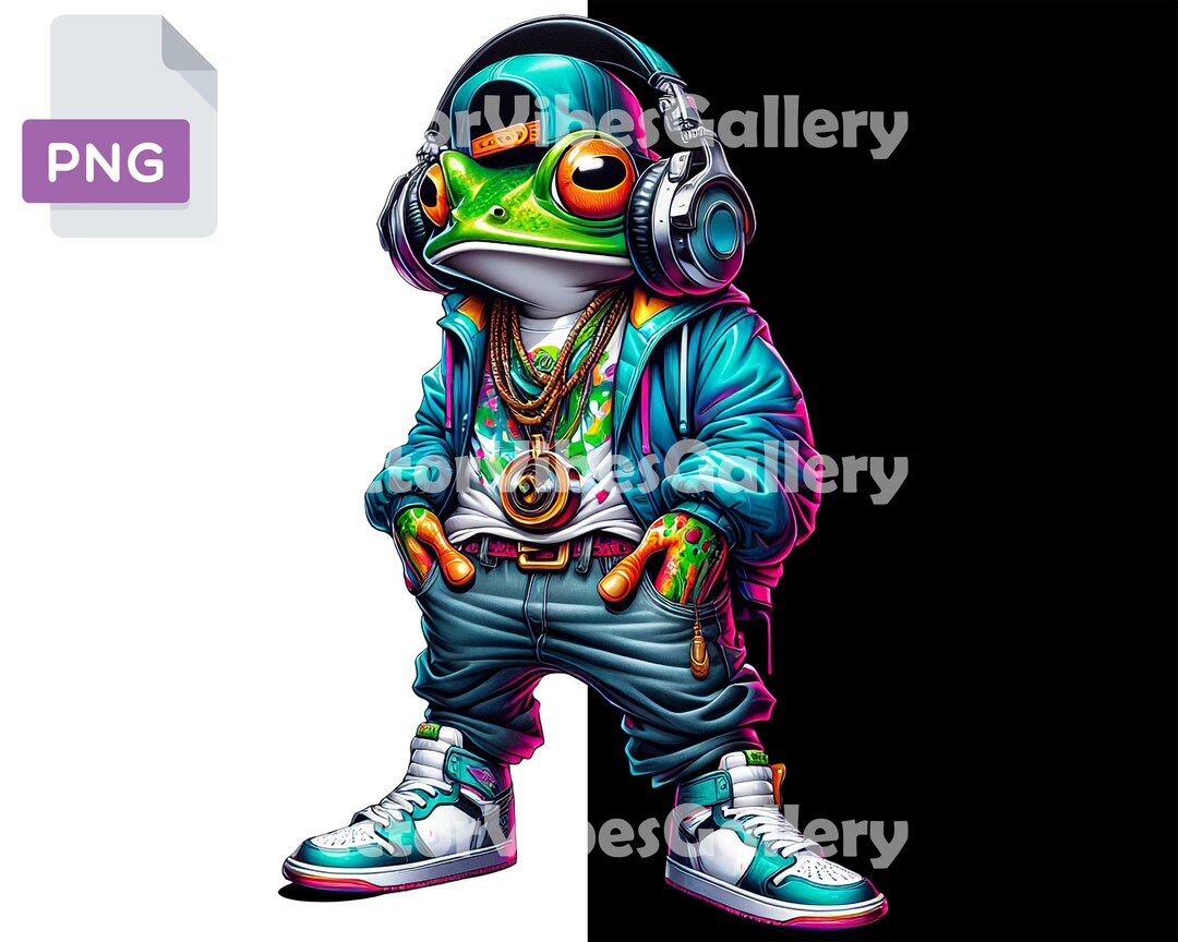 Streetwear Hip Hop Frog Png, Urban Graphic Sublimation Design, Rap ...