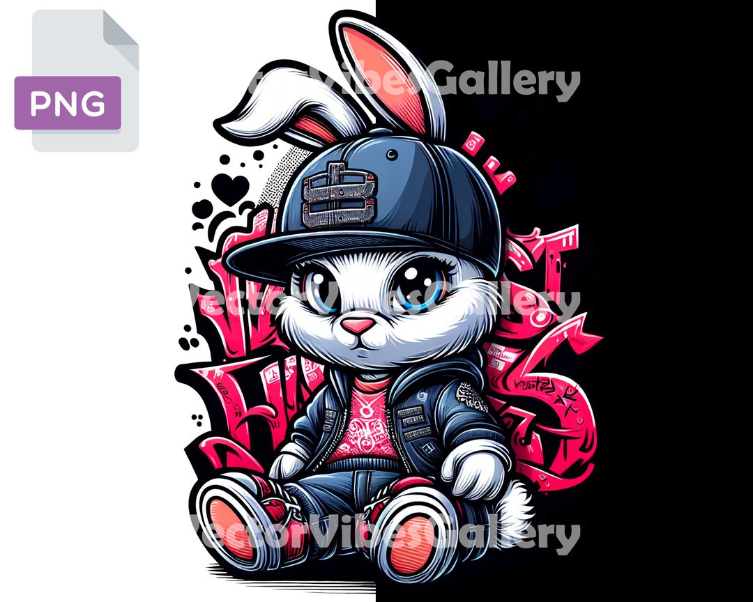Cute Graffiti Bunny Png, Urban Sublimation Design, Kids Vector Shirt ...