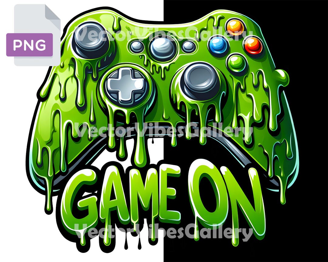 Dripping Green Game on Png, Gaming Graphics Sublimation Design ...