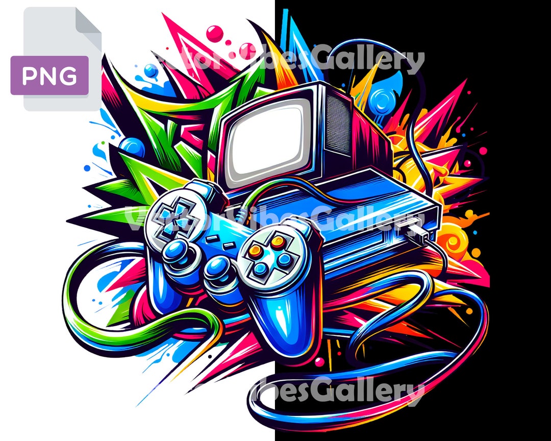 Gaming Console PNG, Graffiti Sublimation Design (digital Download ...