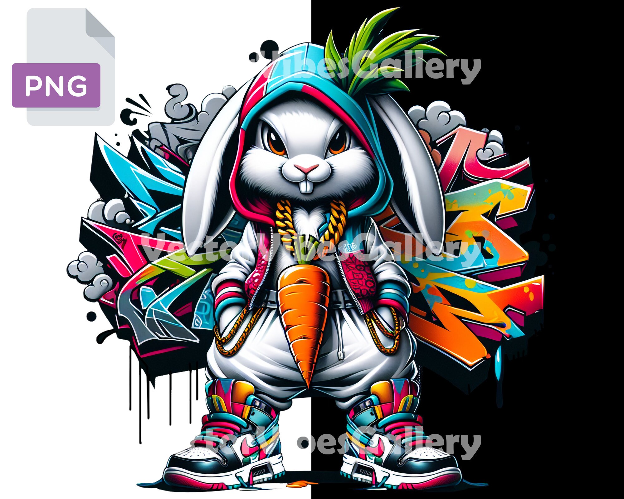 Colorful Graffiti Bunny Png, Urban Sublimation Design, Graffiti Clipart ...