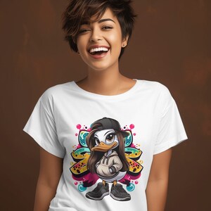 Cute Streetwear Duck Girl Png, Urban Graphic Sublimation Design, Hip ...