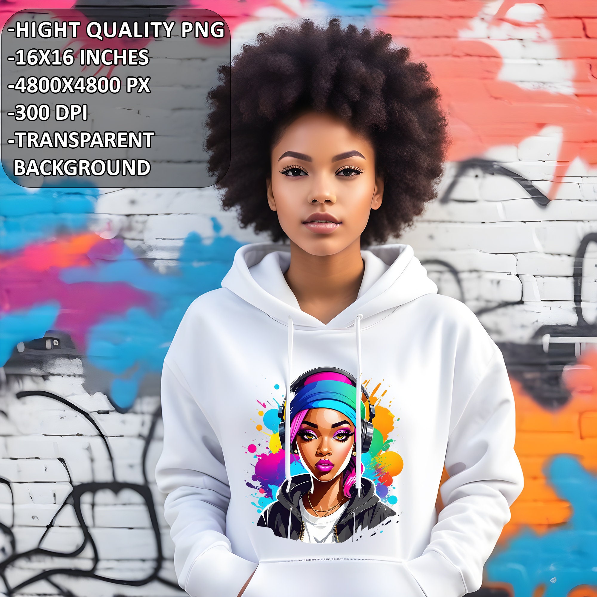Afro American Girl Png, Urban Sublimation Design, Graffiti Abstract ...
