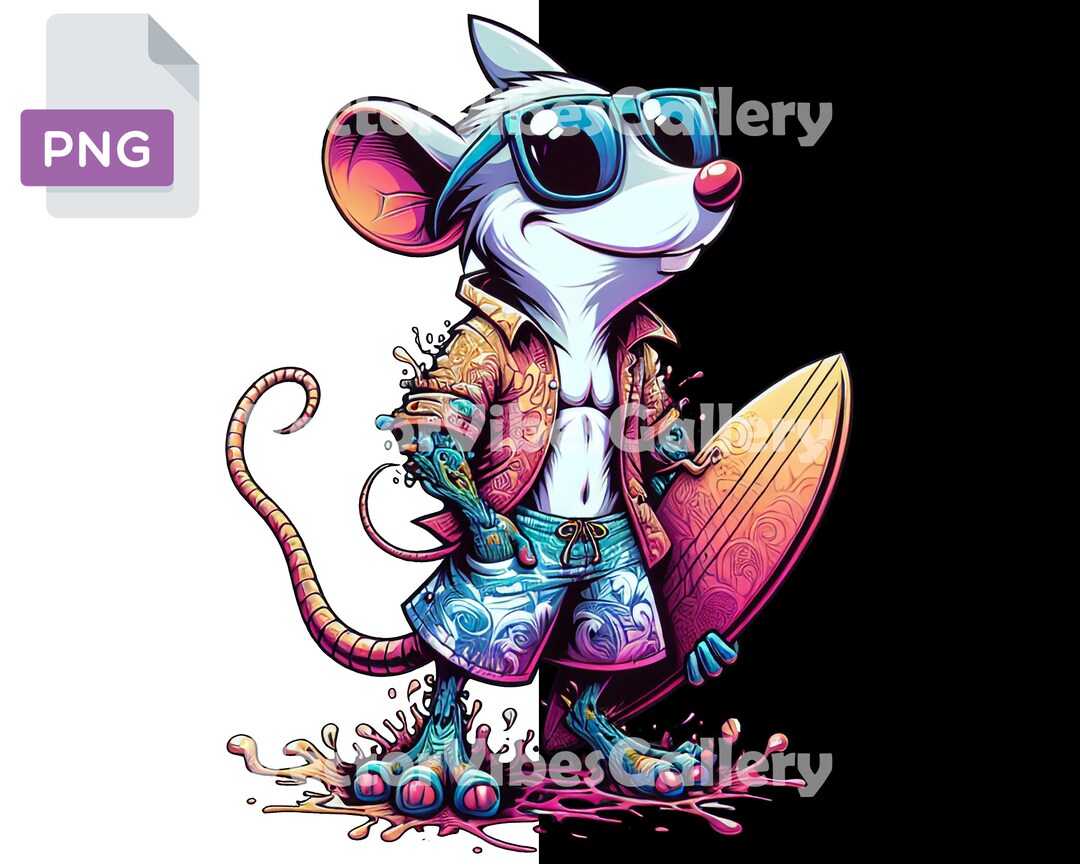 Surfer Rat Png, Urban Sublimation Design, Surfing Lover T-shirt, Beach ...