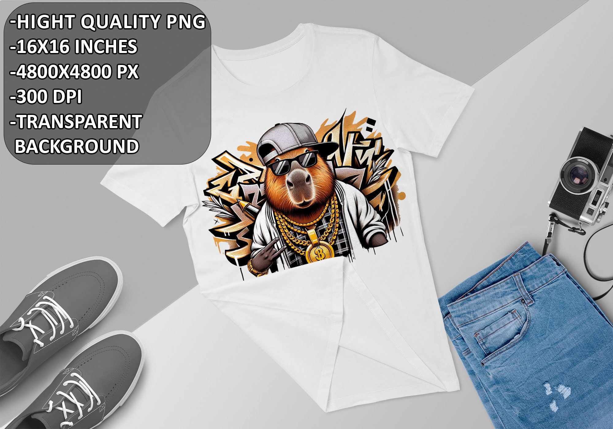 Gangster Capybara Png, Urban Sublimation Design, Graffiti Clipart ...
