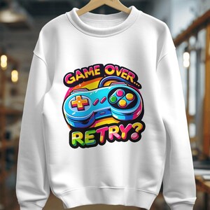Game Over Retry Png, Gaming Sublimation Design, Printable Vintage ...