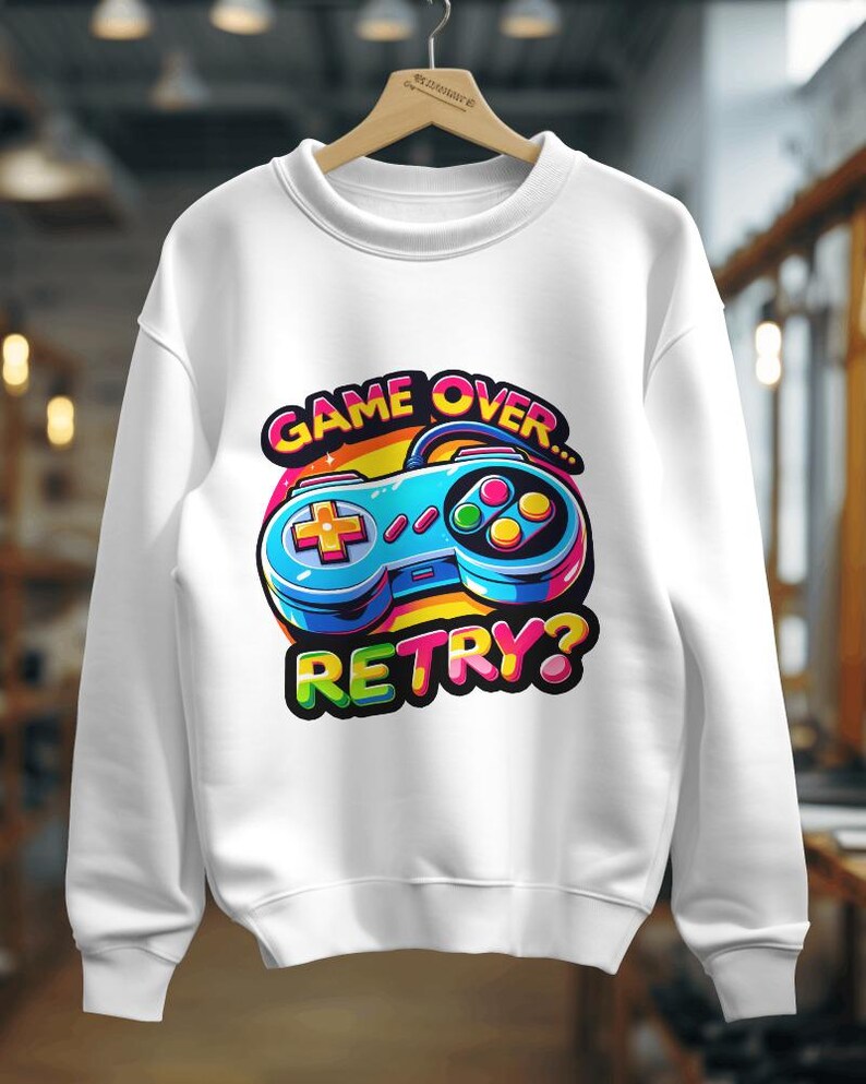 Game Over Retry PNG, Vintage Gaming Controller Sublimation (instant ...