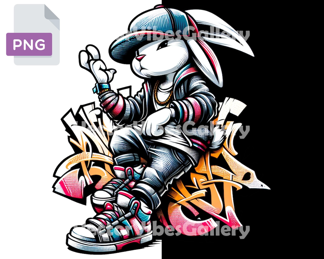 Cartoon Streetwear Bunny Png, Urban Graphic Sublimation Design ...