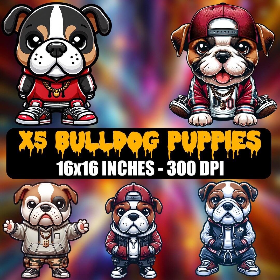 Streetwear Bulldog Puppies PNG, Urban Graphics Sublimation (digital ...