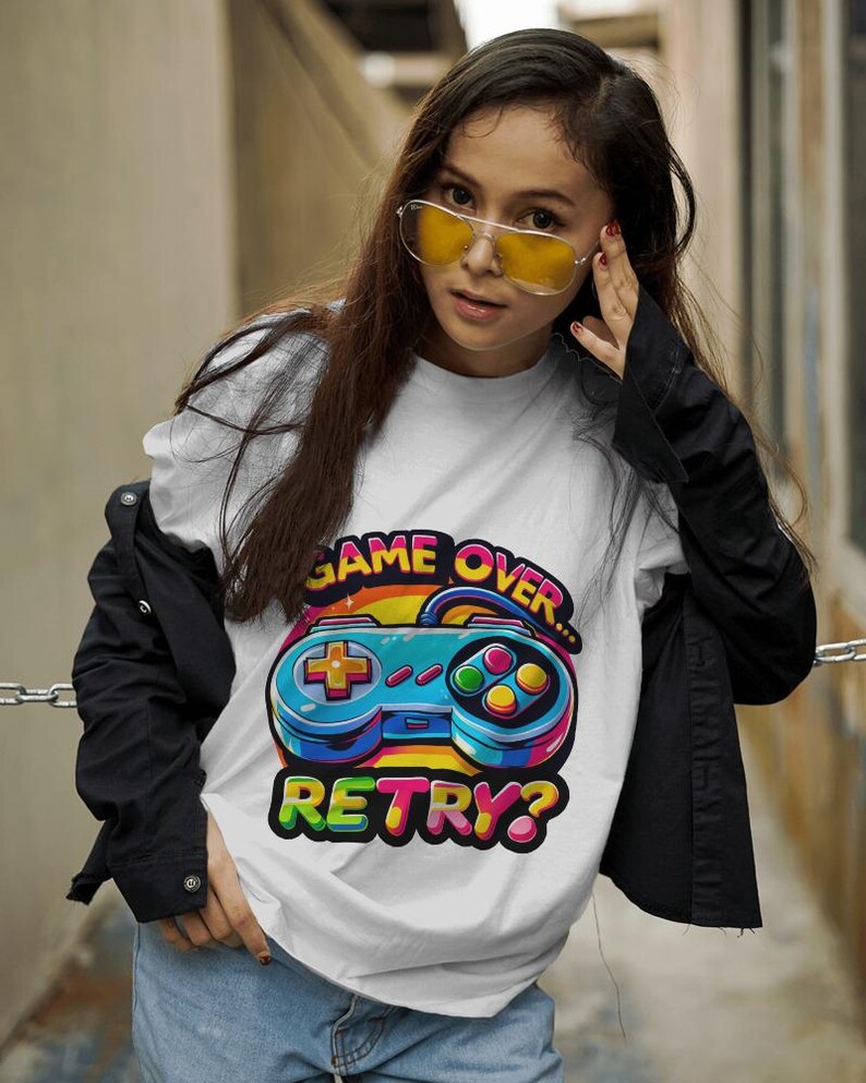 Game Over Retry PNG, Vintage Gaming Controller Sublimation (instant ...