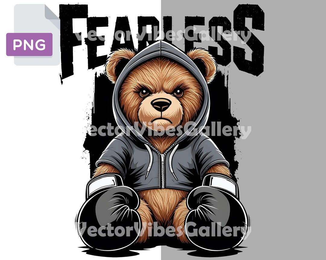 Fearless Boxing Teddy Bear PNG, Streetwear Urban Clipart for Shirt ...