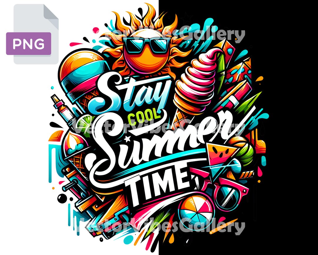 Stay Cool, Summer Time Png, Urban Sublimation Design, Retro Vibe Summer ...