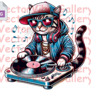 DJ Cat Turntable Png, Urban Sublimation Design, Hip Hop Music Clipart ...