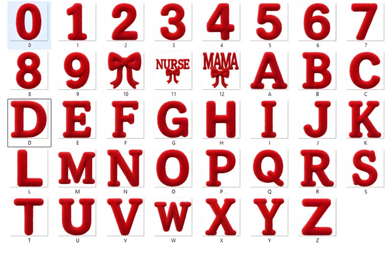 Red Plush Chenille Letters & Numbers Patch, Varsity Letter Patches ...