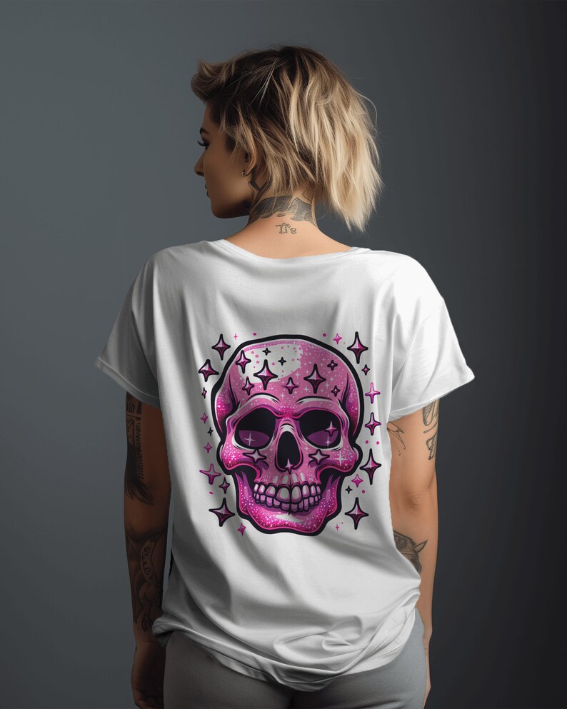 Sparkly Pink Skull Png, Cute Skeleton Sublimation Design, Spooky Skull ...