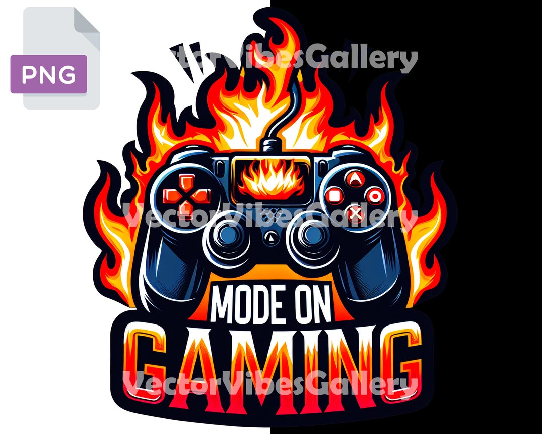Mode on Gaming Png, Urban Sublimation Design, Flaming Controller ...