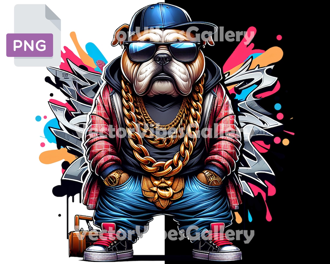 Gangster Bulldog Png, Urban Sublimation Design, Digital Animal Lover ...