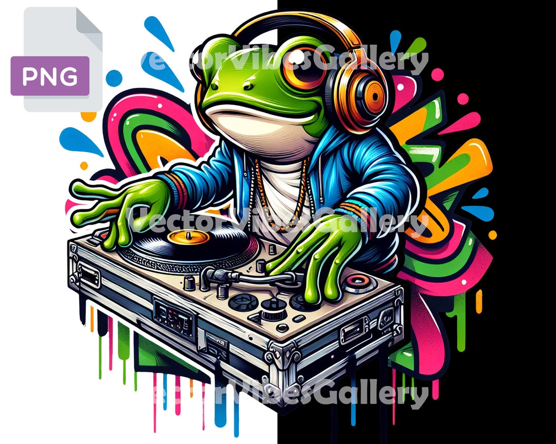 Streetwear Dj Frog Png, Urban Sublimation Design, Cartoon Graffiti ...