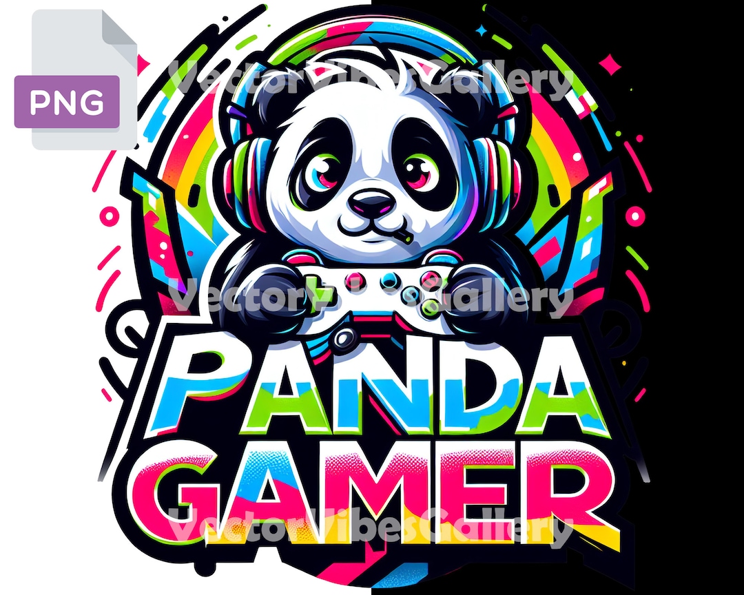 Colorful Panda Gamer Png, Urban Sublimation Design, Gaming Lover ...