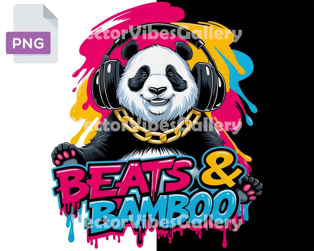 Beats and Bamboo Panda Hip Hop PNG Design, Graffiti Style Digital ...