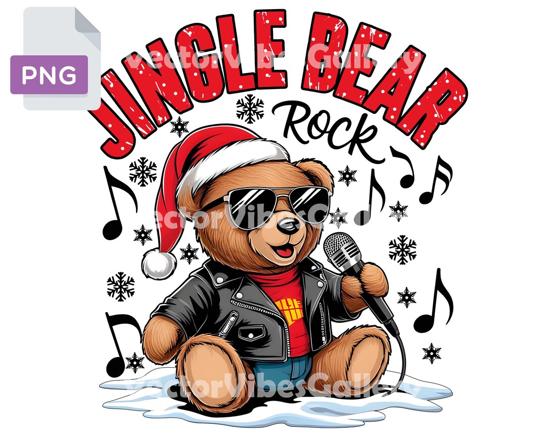 Jingle Bear Rock Christmas PNG, Music Lover Clipart - Etsy