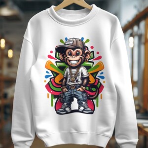 Cartoon Streetwear Monkey Png, Urban Graphic Sublimation Design, Graffiti DTF Print, Funny ...