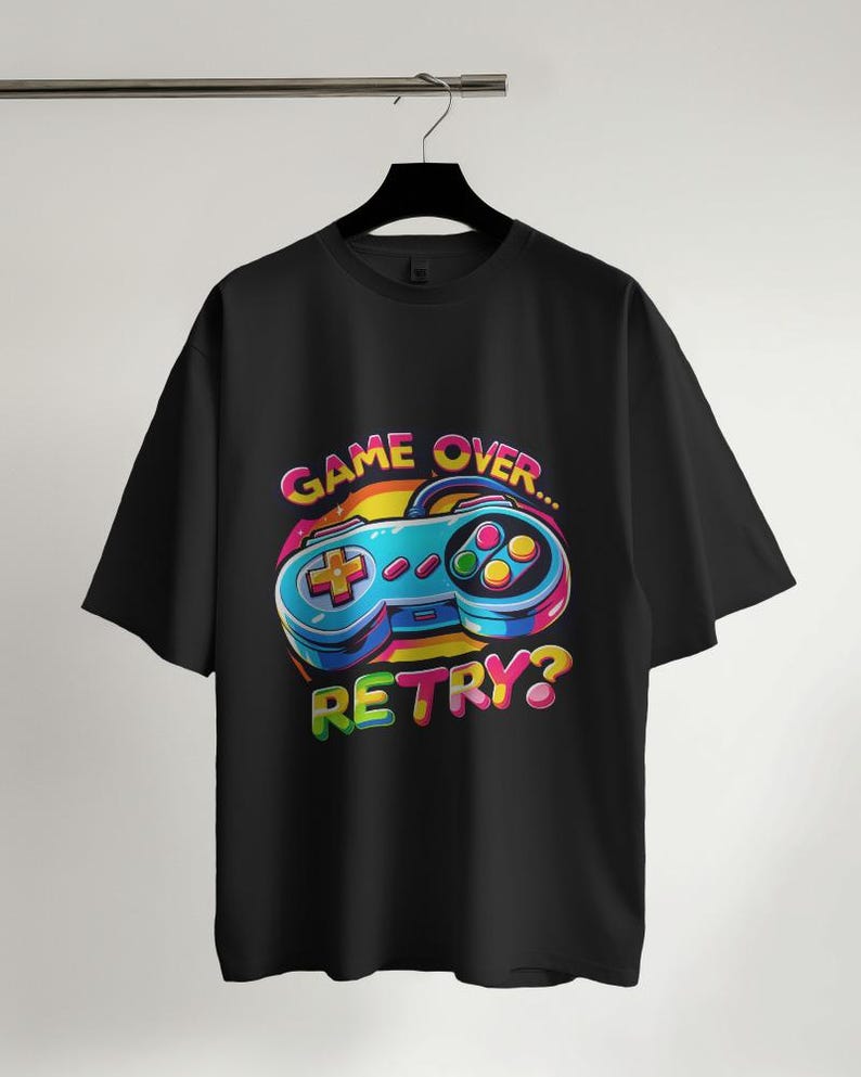 Game Over Retry PNG, Vintage Gaming Controller Sublimation (instant ...