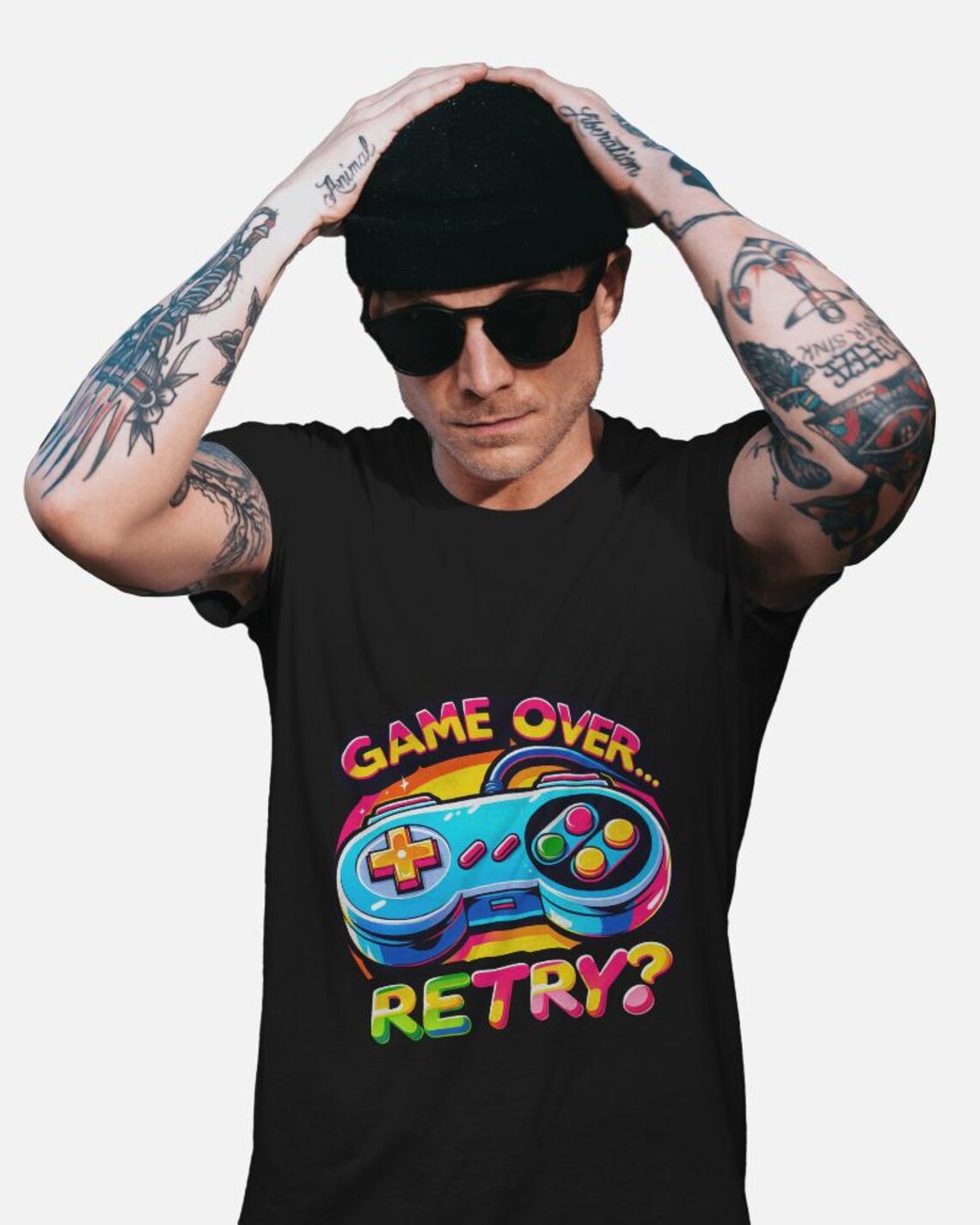 Game Over Retry PNG, Vintage Gaming Controller Sublimation (instant ...