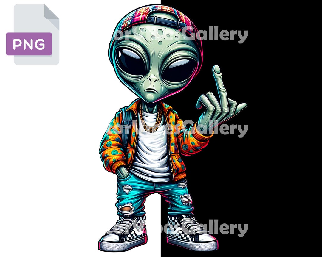 Streetwear Middle Finger Alien Png, Urban Sublimation Design, Hip Hop ...