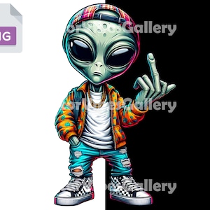 Streetwear Middle Finger Alien Png, Urban Sublimation Design, Hip Hop ...