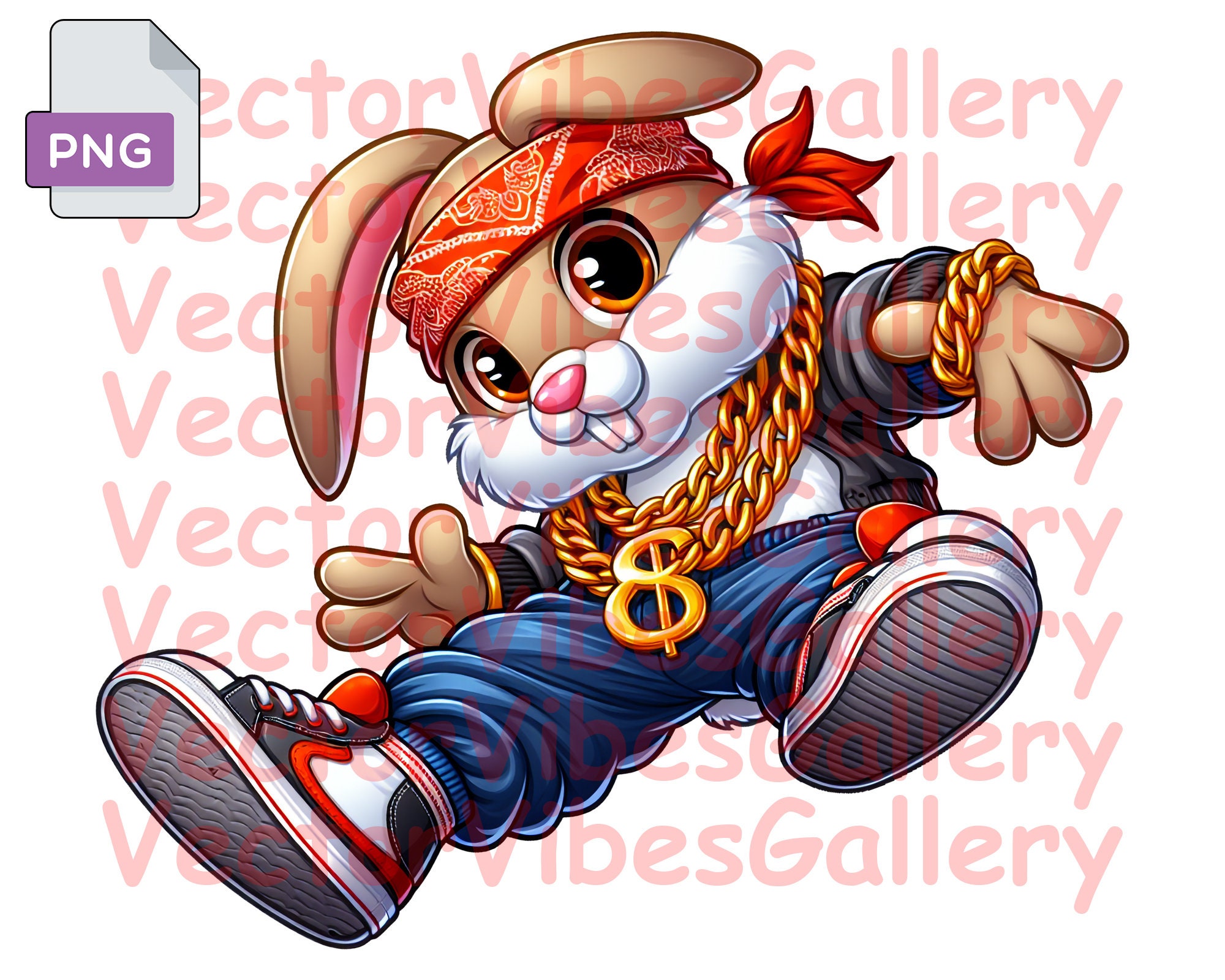Cartoon Streetwear Bunny Png, Streetwear Sublimation Design, Hip Hop ...