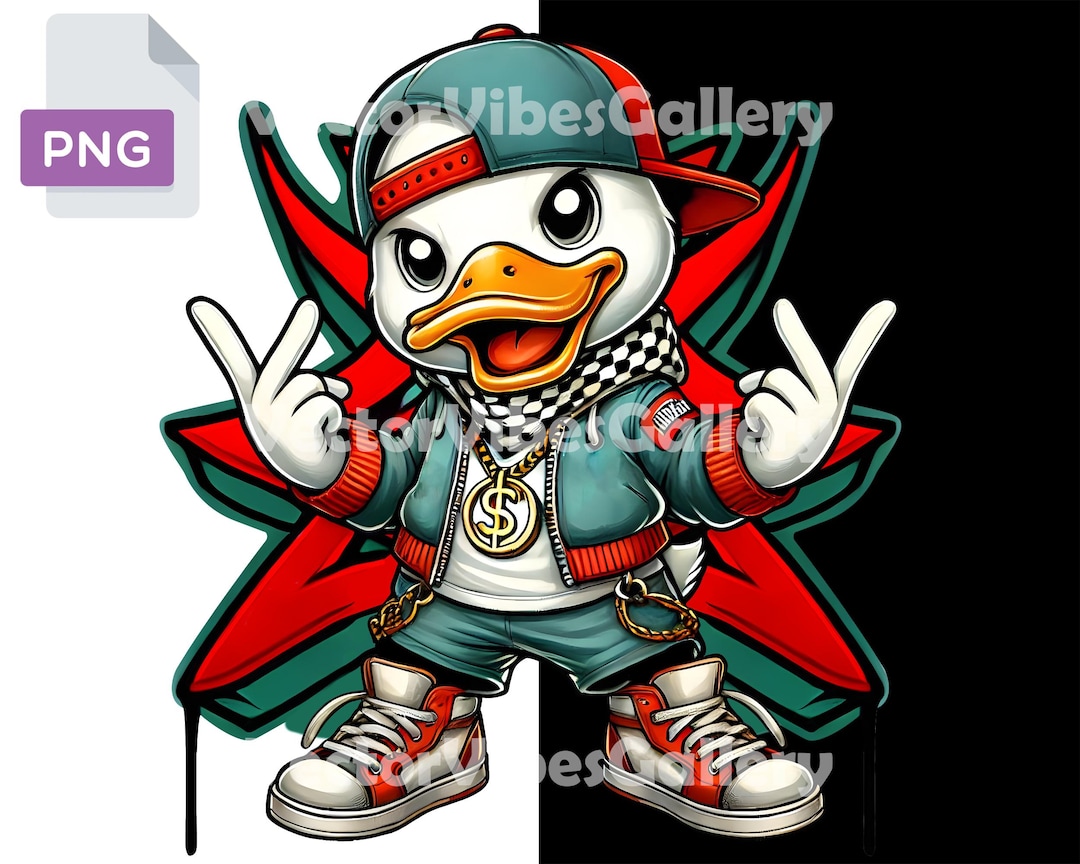 Graffiti Rap Duck Png, Urban Streetwear Sublimation Design, Printable ...