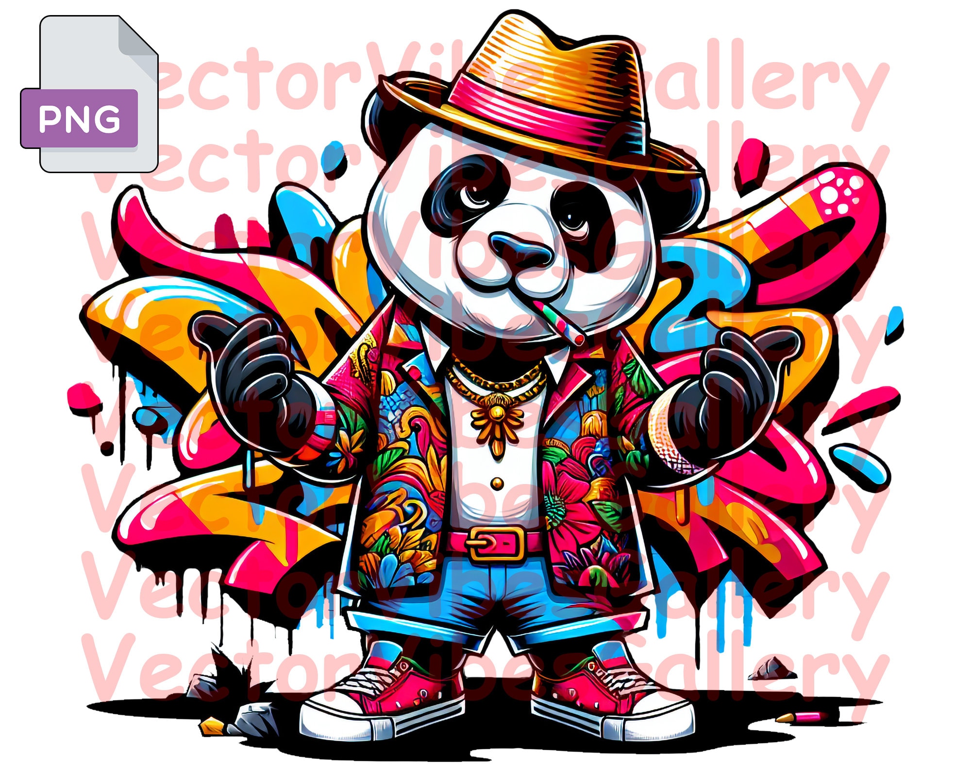 Gangster Panda Png, Urban Sublimation Design, Graffiti Clipart ...