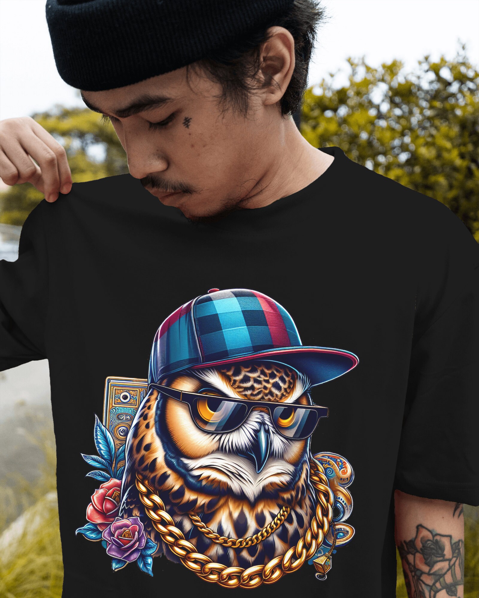 Streetwear Gangster Owl Png, Urban Sublimation Design, Colorful Floral ...
