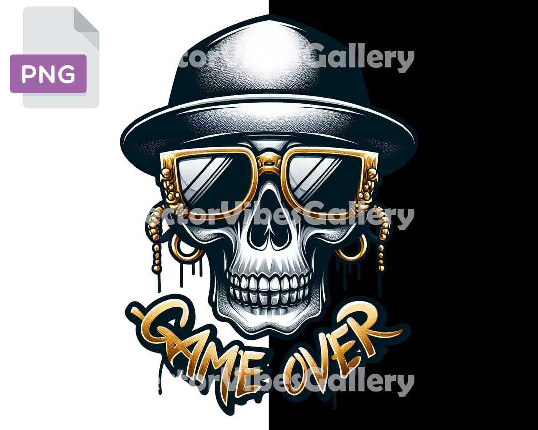 Retro Skull Game Over Png, Urban Sublimation Design, Streetwear ...