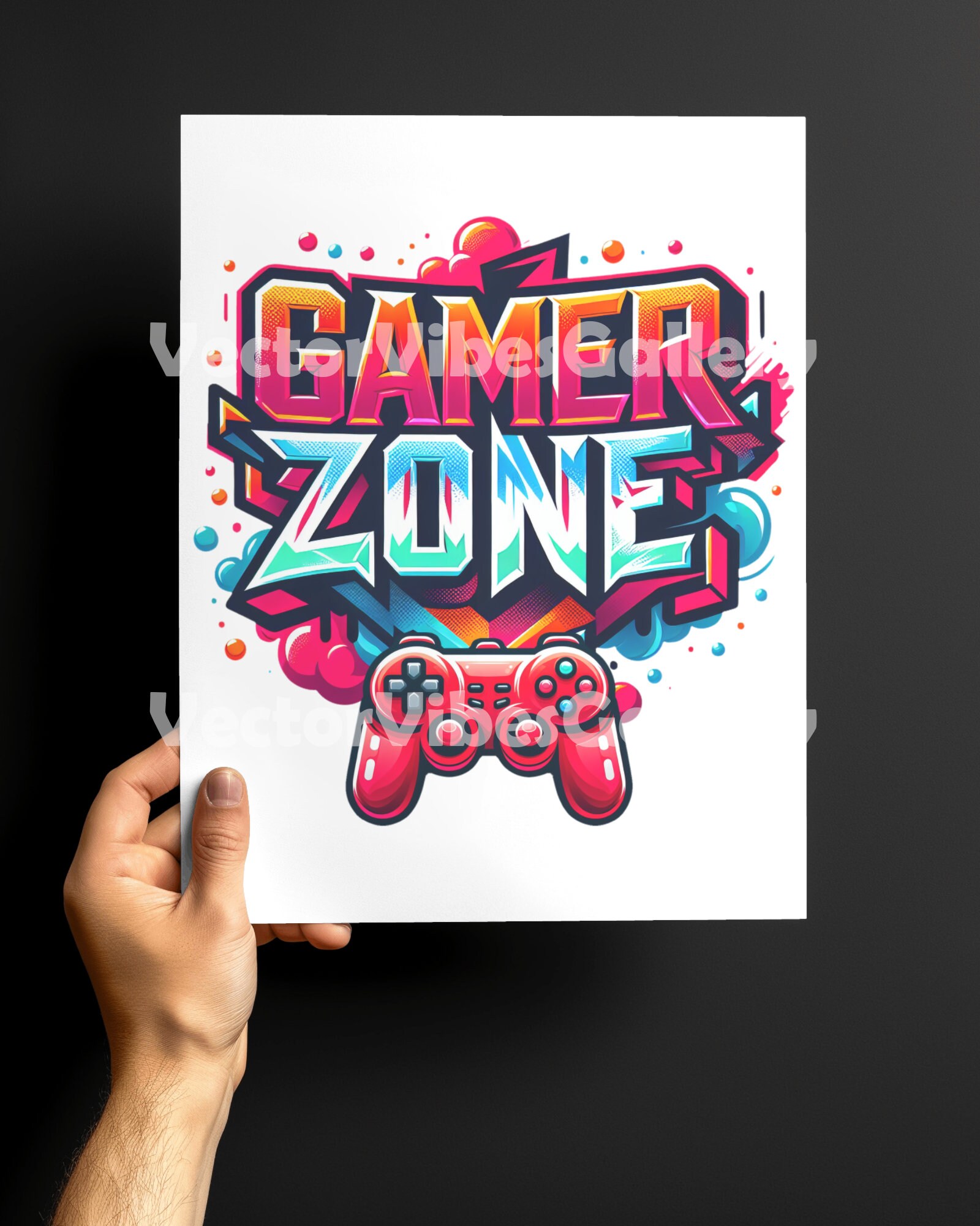 Gamer Zone Png, Gaming Sublimation Design, Game Room Decor, Colorful ...