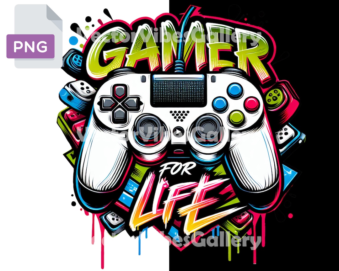 Gamer for Life Png, Graffiti Gaming Controller Sublimation Design ...