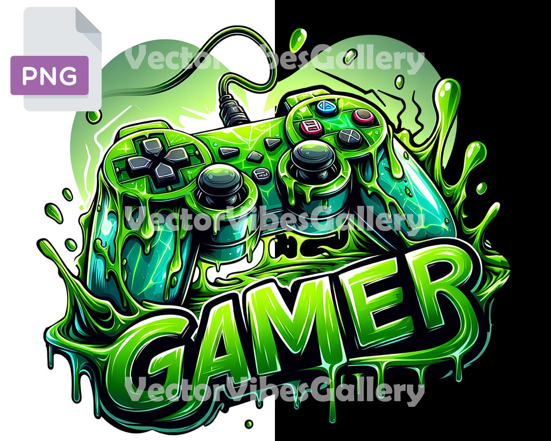 Gamer Png, Dripping Green Gaming Controller Sublimation Design, Games ...