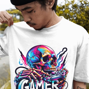 Colorful Skull Gamer Png, Urban Sublimation Design, Gaming Lover ...